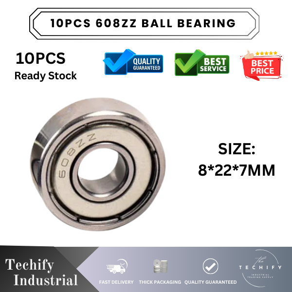 10 PCS 608ZZ 8MM X 22MM X 7MM Double Metal Shielded Deep Groove Ball Bearing | Shopee Malaysia