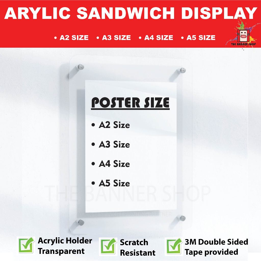 Acrylic Sandwich Signage, Acrylic Poster Holder, Wall Mounted Sandwich ...