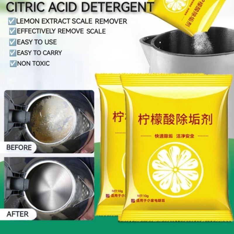 (1 pcs)Citric Lemon Acid Detergent 10g Inner Container Descaling Agent ...