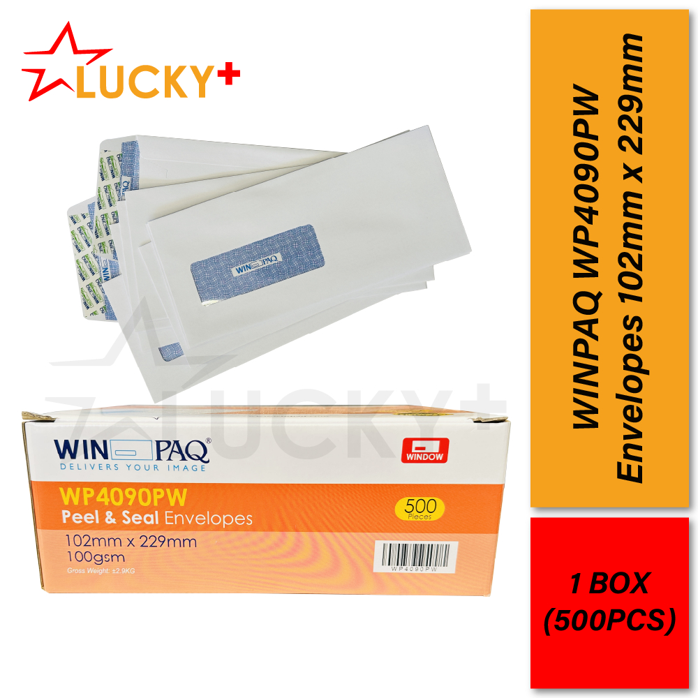 Winpaq White Envelope 100gsm (102mm x 229mm/4” x 9”) (Peel&Seal) (1box ...