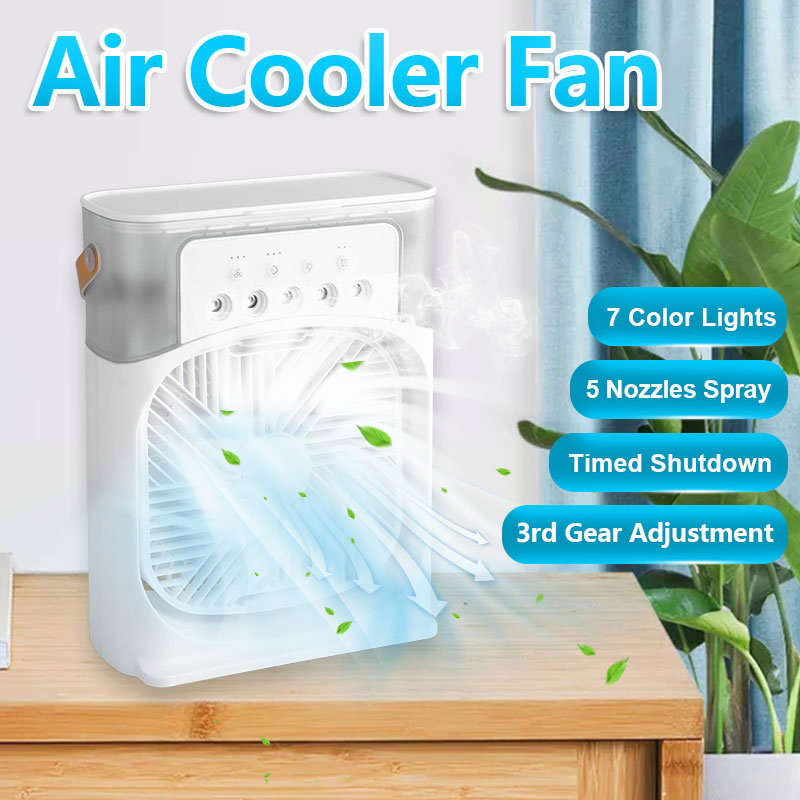 Air Cooler Fan 3 in 1 Mini Portable Fan Humidifier with 7 Colors LED ...