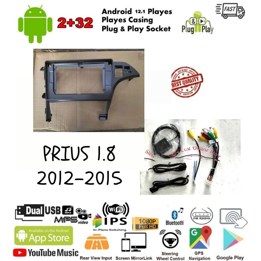 Toyota PRIUS 1.8 2012 - 2015 android player 10 inch IPS Screen PLUG N ...
