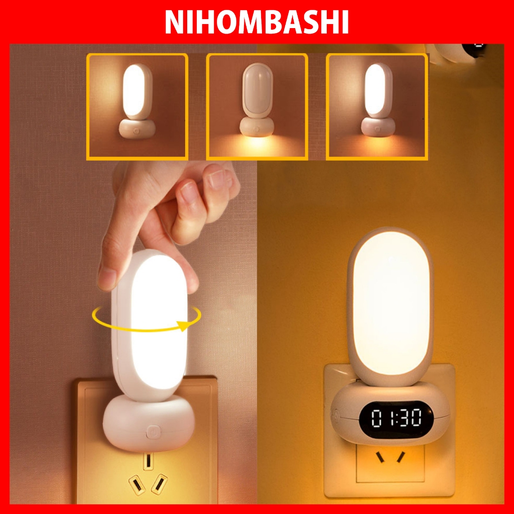 (FREE adapter) 3 Mode Night Lamp LED Natural Light with 8 Dimming Auto ...