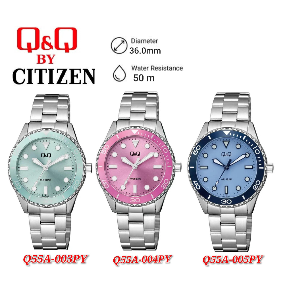 Q&Q Japan by Citizen Ladies Stainless Steel Analogue Watch Q55A | Shopee Malaysia