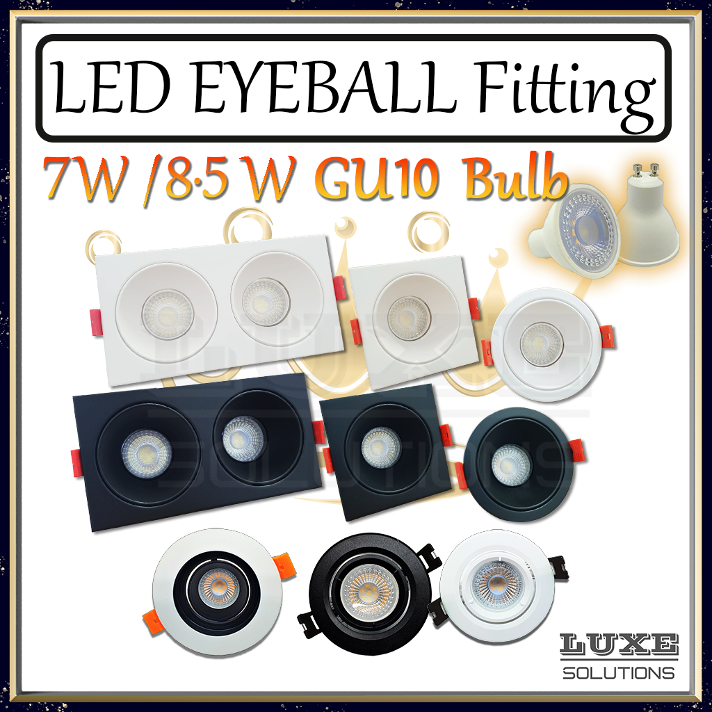 LED Recessed Eyeball Fitting Casing Complete Set with GU10 bulb and ...