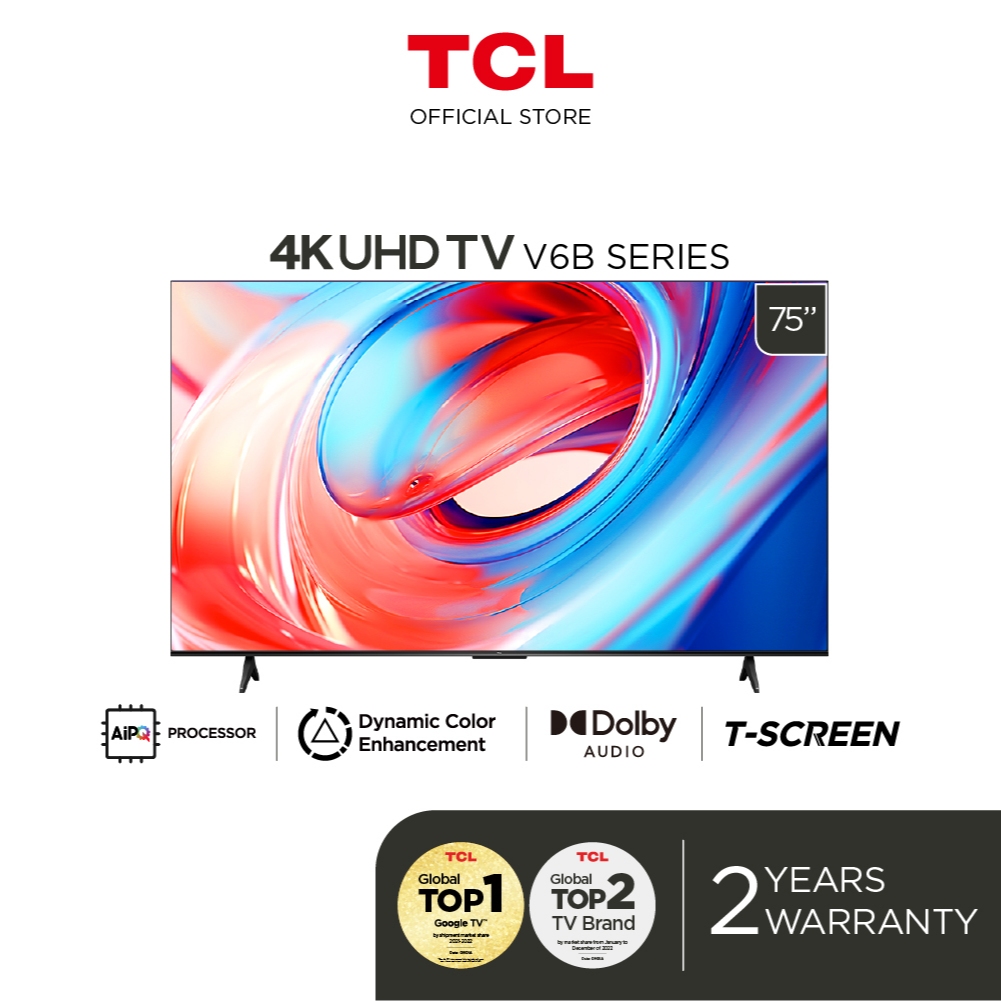 TCL 75" 4K Google TV with HDR 10, Dynamic Color Enhancement, Dolby Audio 75V6B | Shopee Malaysia