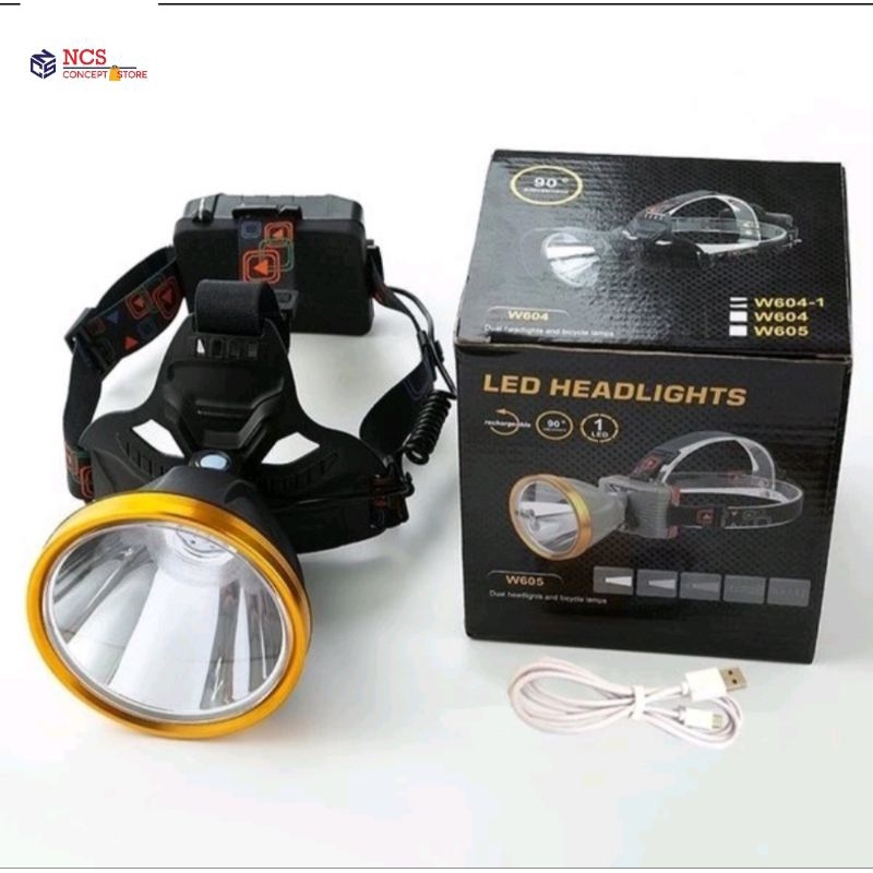 W604-1 Big LED Headlights LED 2000 Lumens USB Charge Waterproof ...