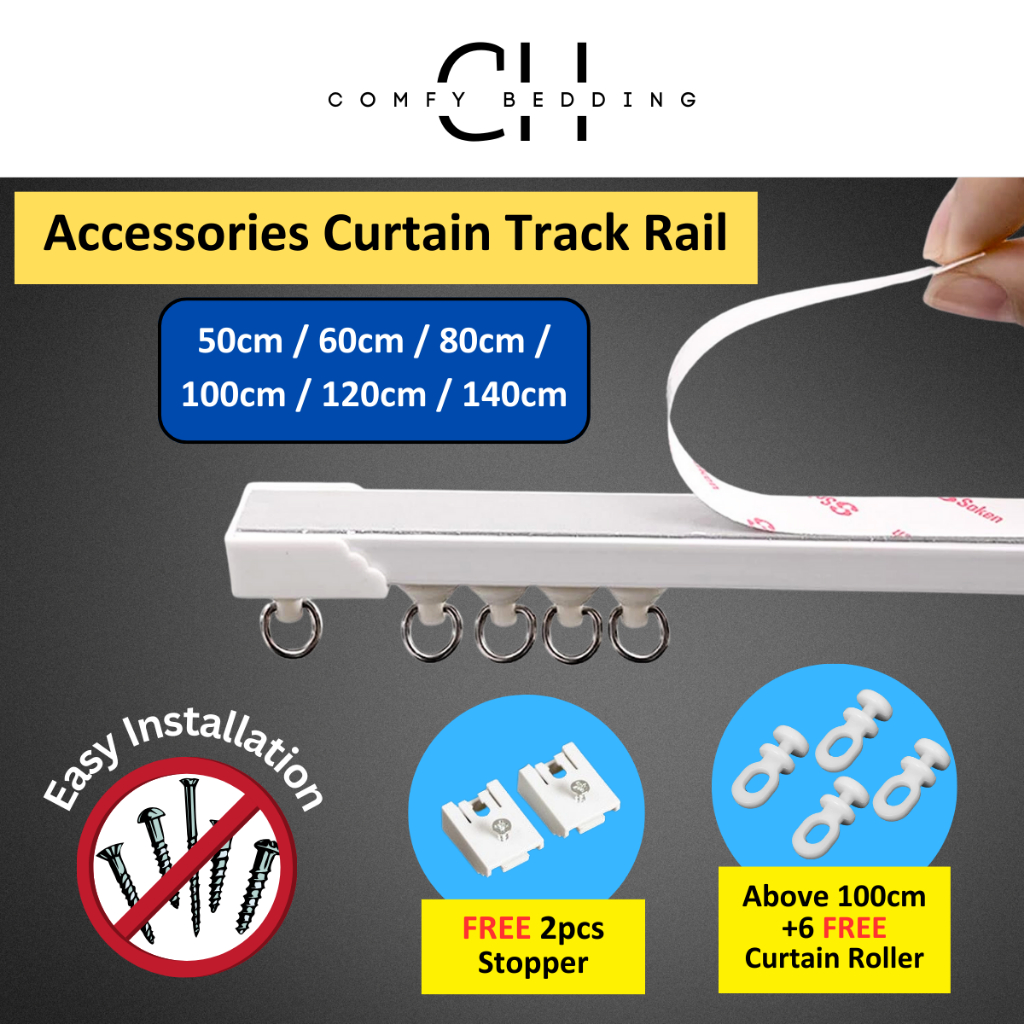 Strong Adhesive Curtain Rail Track Door Curtains Window Blinds Rel ...