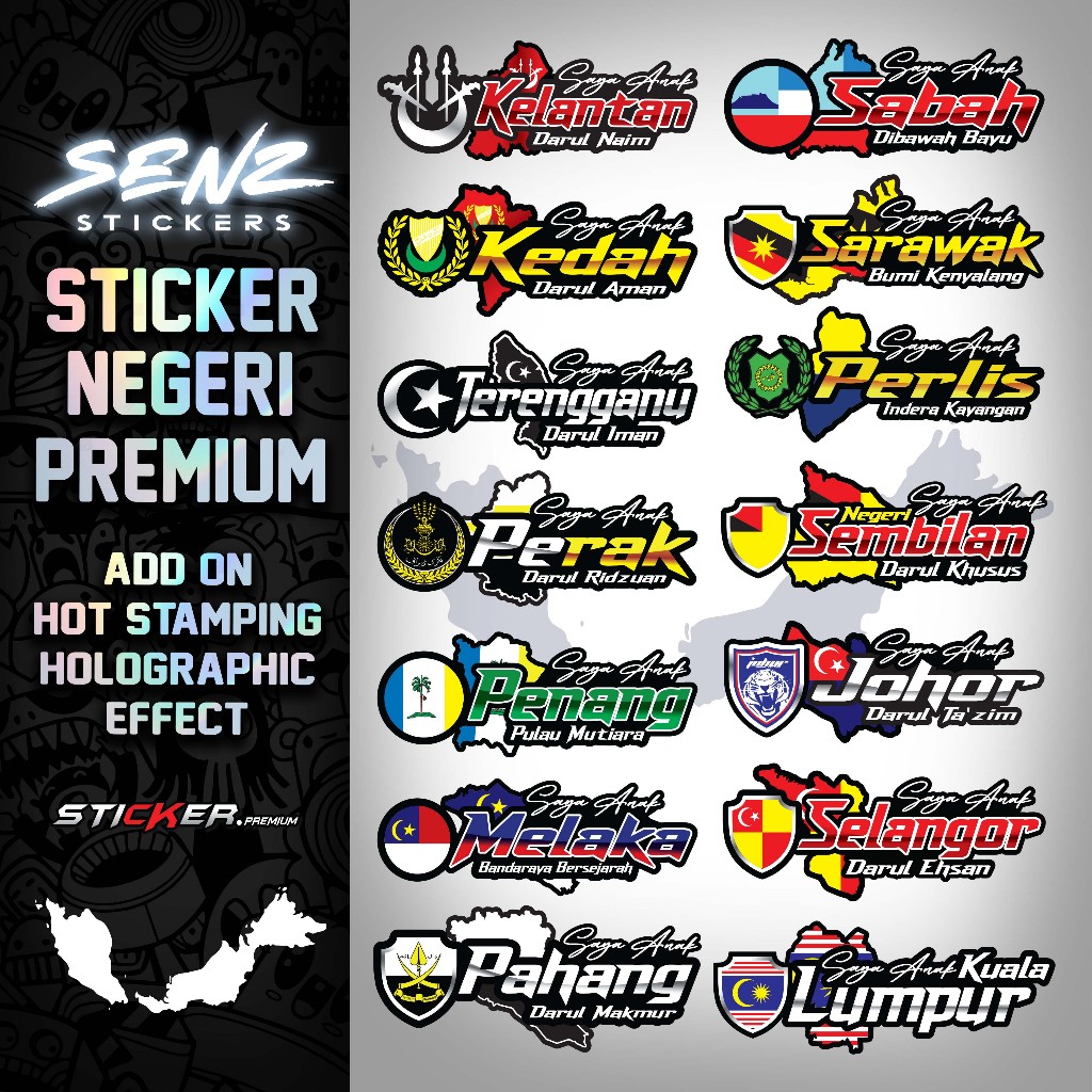 STICKER NEGERI PREMIUM KERETA MOTO ( ORIGINAL ) | Shopee Malaysia