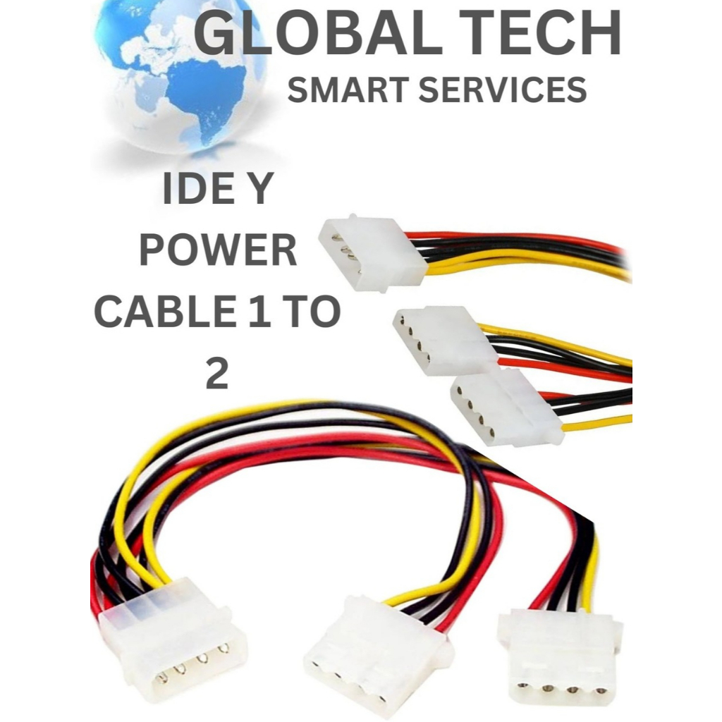 Supply Ide y 4-pin Molex Lp4 Male 1 To 2 X Female Splitter Power Cable ...