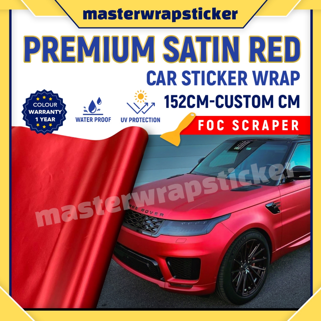 NEW SATIN MATTE RED CAR STICKER(152CM-90CM)stiker kereta MERAH vinyl ...