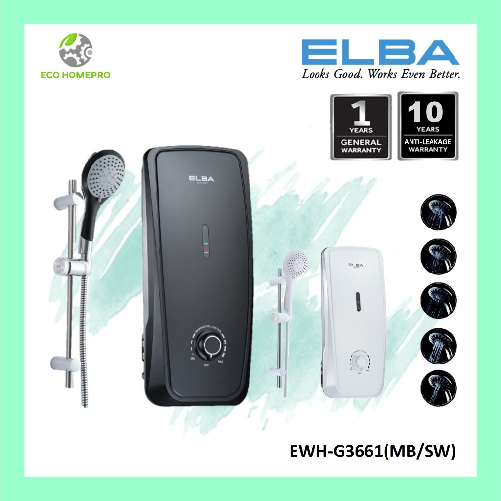 ELBA Instant Water Heater Non-Pump Attivo Series Basic Stream EWH-G3661 ...