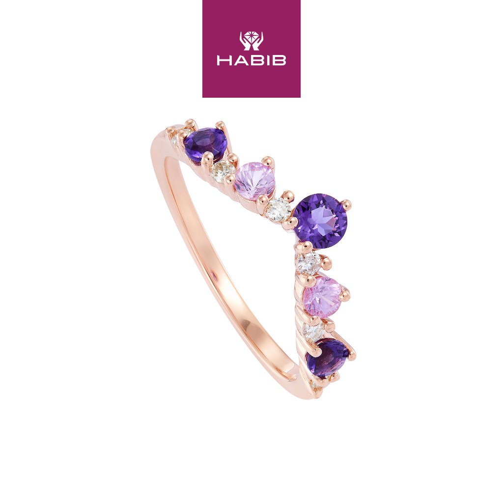 HABIB CHIC | Pink Sapphire and Amethyst Diamond Ring in 375/9K Rose ...