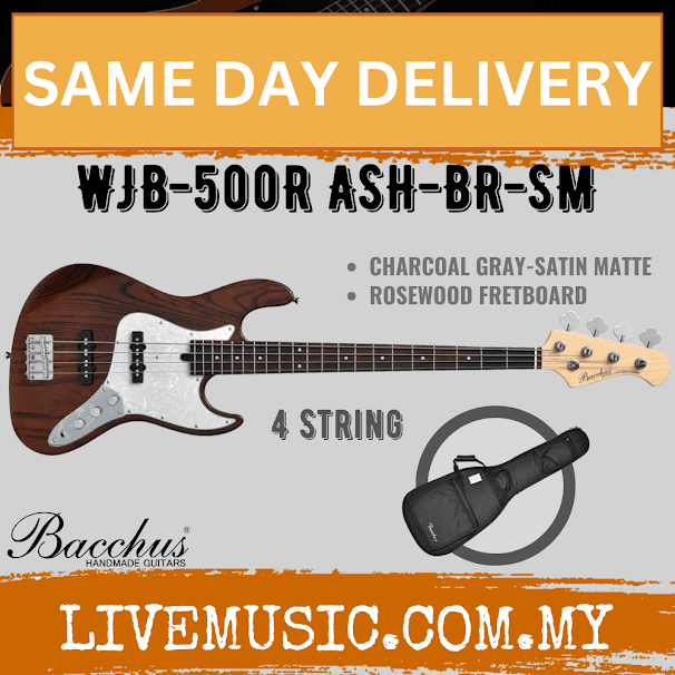 Bacchus WJB-500R ASH-BR-SM Universe Series Electric Bass - Brown Satin ...