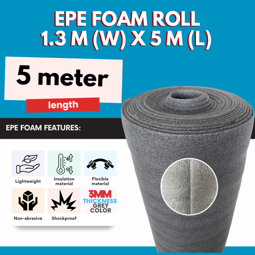EPE Expanded Polyethylene Foam Roll Packaging Wrapping 1.3mm (W) x 5m ...