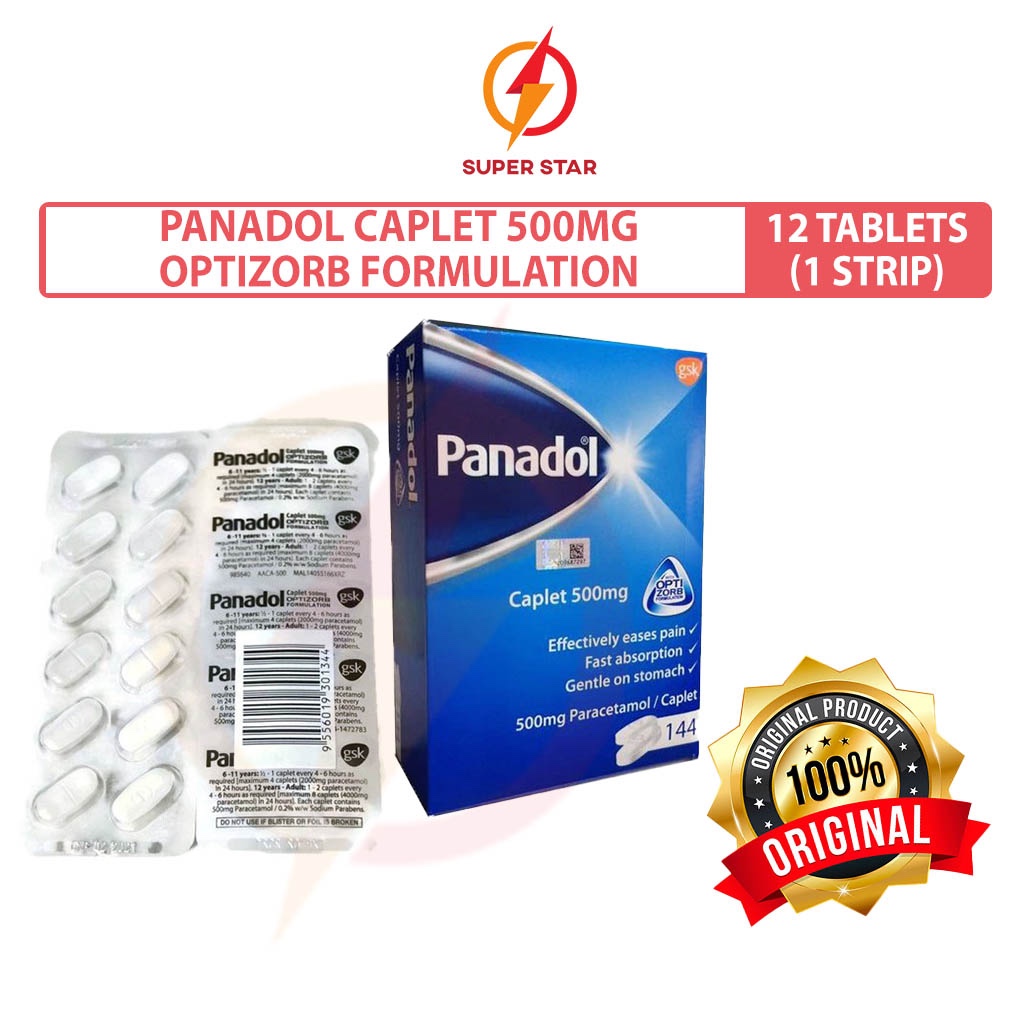 Panadol Caplet 500mg Optizorb Formulation 12 Tablets 1Papan | Shopee ...