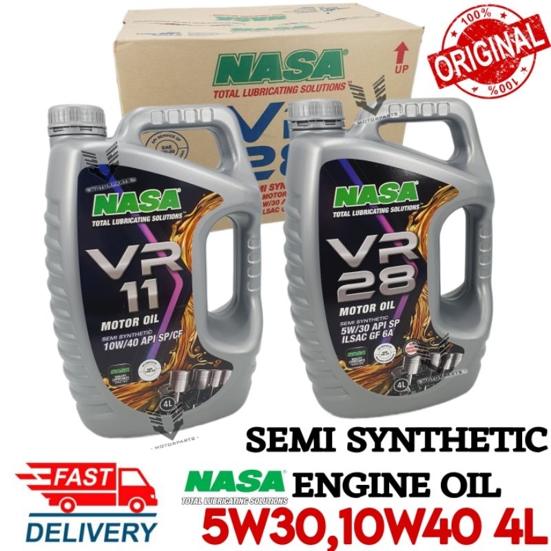 100% ORIGINAL NASA ENGINE OIL 5W30 10W40 VR11 VR28 4L MINYAK HITAM SEMI ...