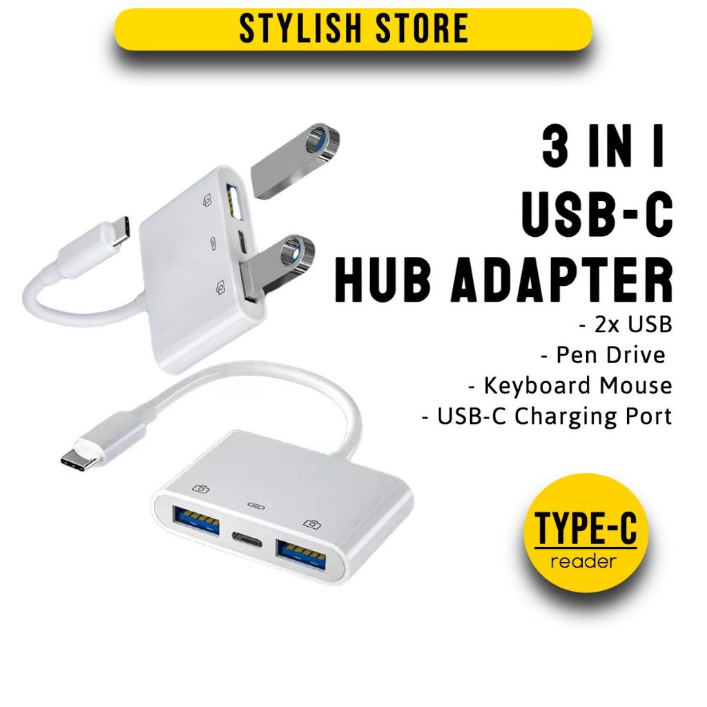 OTG Mobile Converter USB Type C Converter 3 IN 1 Dual USB Adapter For ...