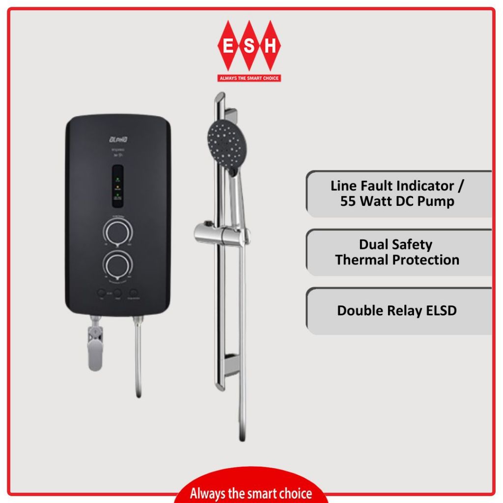 Alpha IM9i Slim Instant Water Heater With Pump (Black) | ESH | Shopee Malaysia