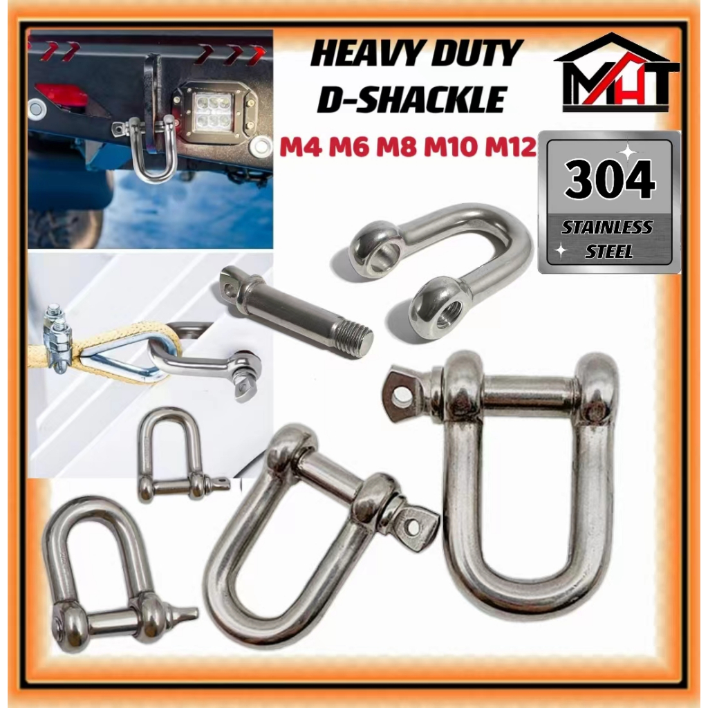 304 Stainless Steel High Quality M4 M6 M8 M10 M12 D Shackle Hook U ...