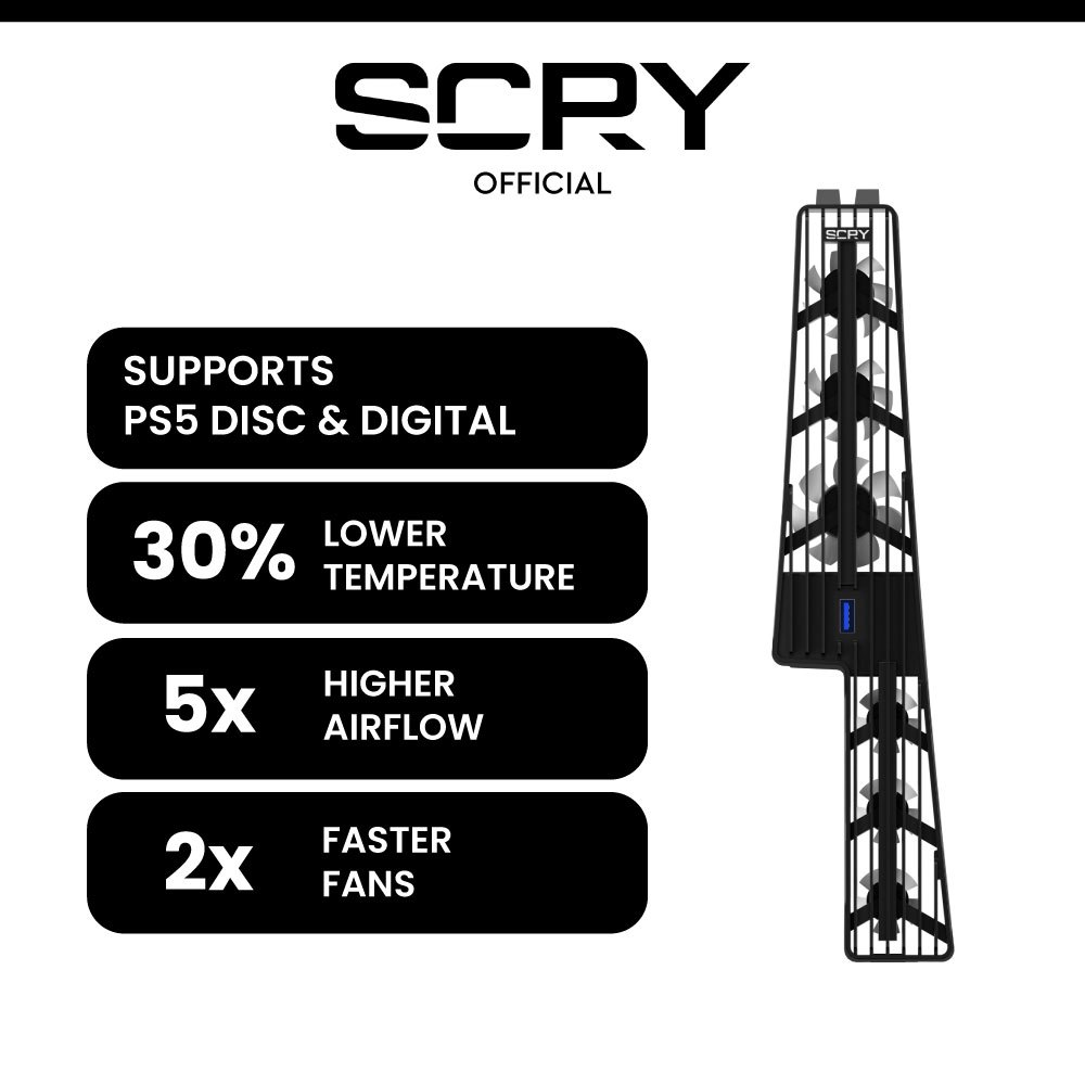 SCRY Artic PS5 Cooler Fan (Black) | Shopee Malaysia