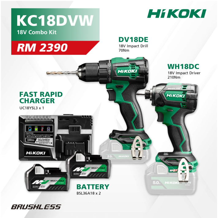 HIKOKI 18V COMBO KIT - KC18DVW ( DV18DE / WH18DC ) | Shopee Malaysia