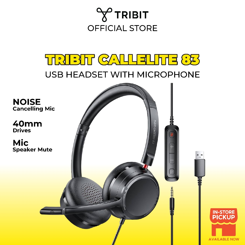 Tribit CallElite 83 USB Headset with Microphone for PC Stereo Wired ...