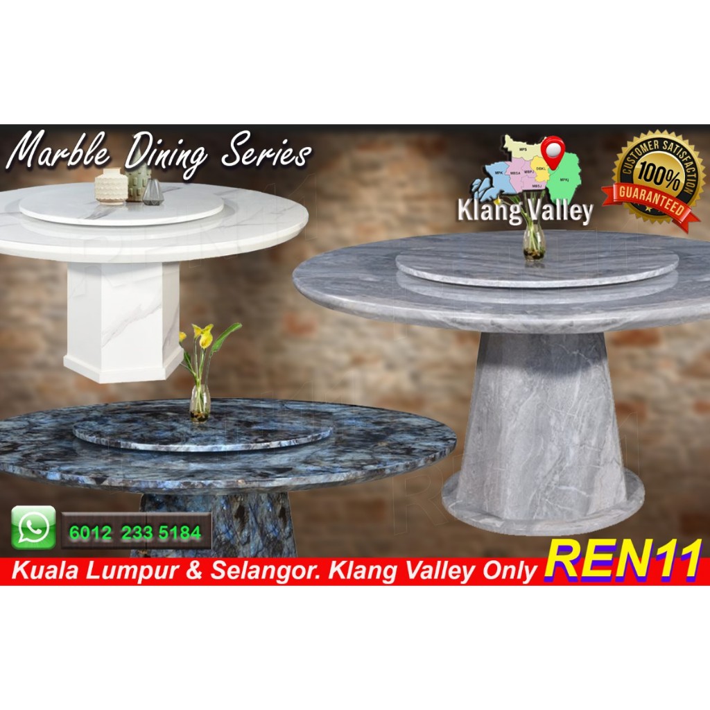 Round Marble Dining Table Meja Marble with lazy susan - 6 - 10 person ...