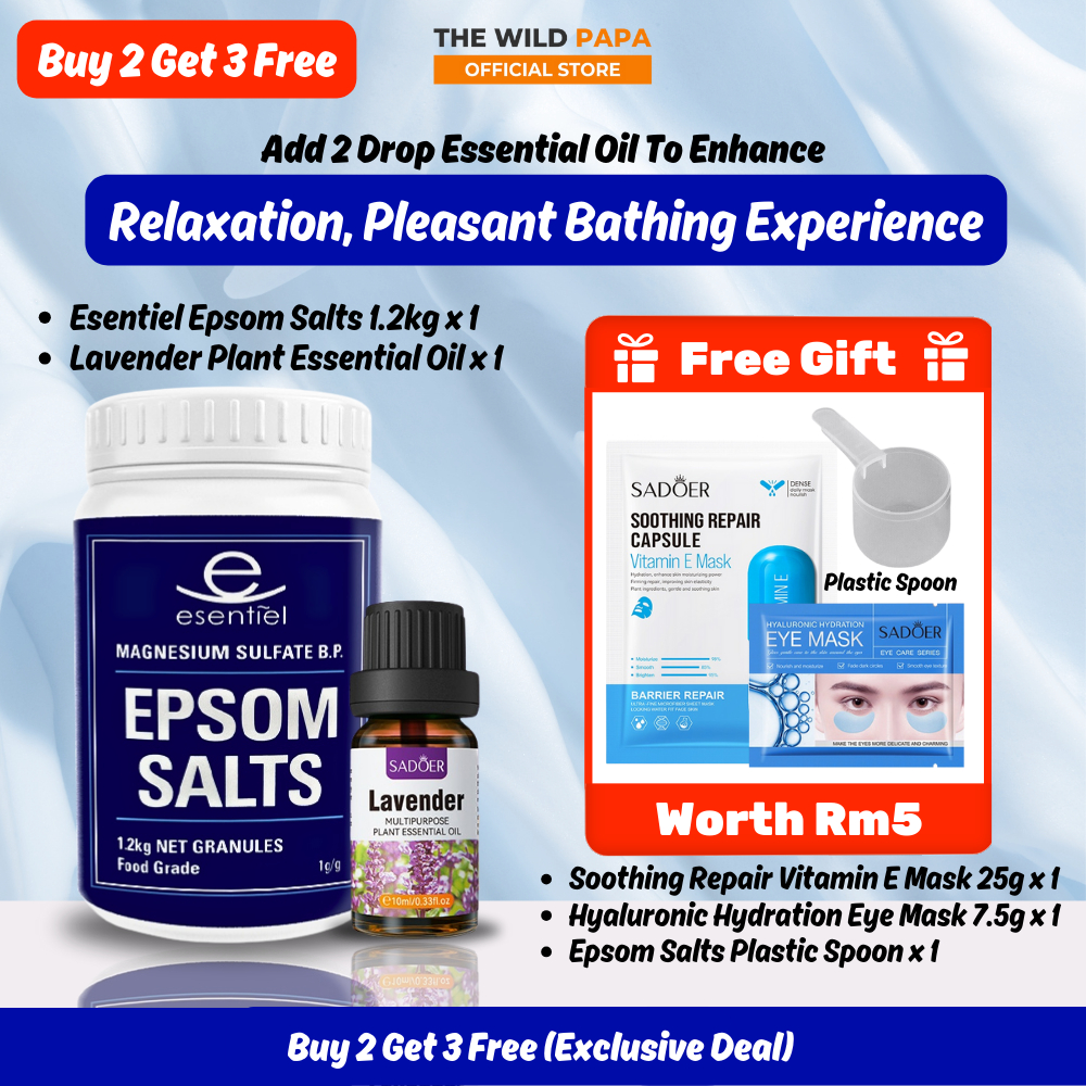 Esentiel Epsom Salts (Magnesium Sulfate) 375g/1.2kg Food Grade Epsom ...