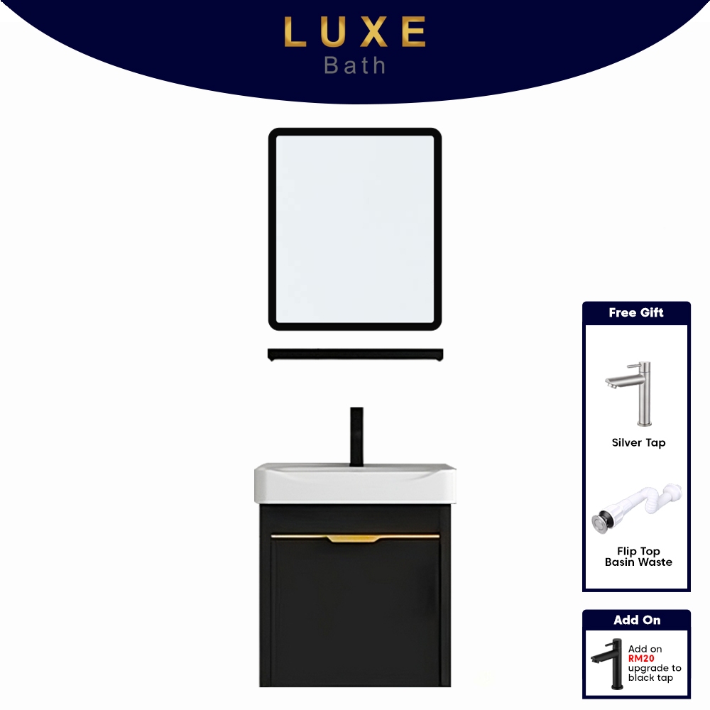 LUXE Bath Aluminum Composite Panel Bathroom Cabinet Basin Set Ceramic ...