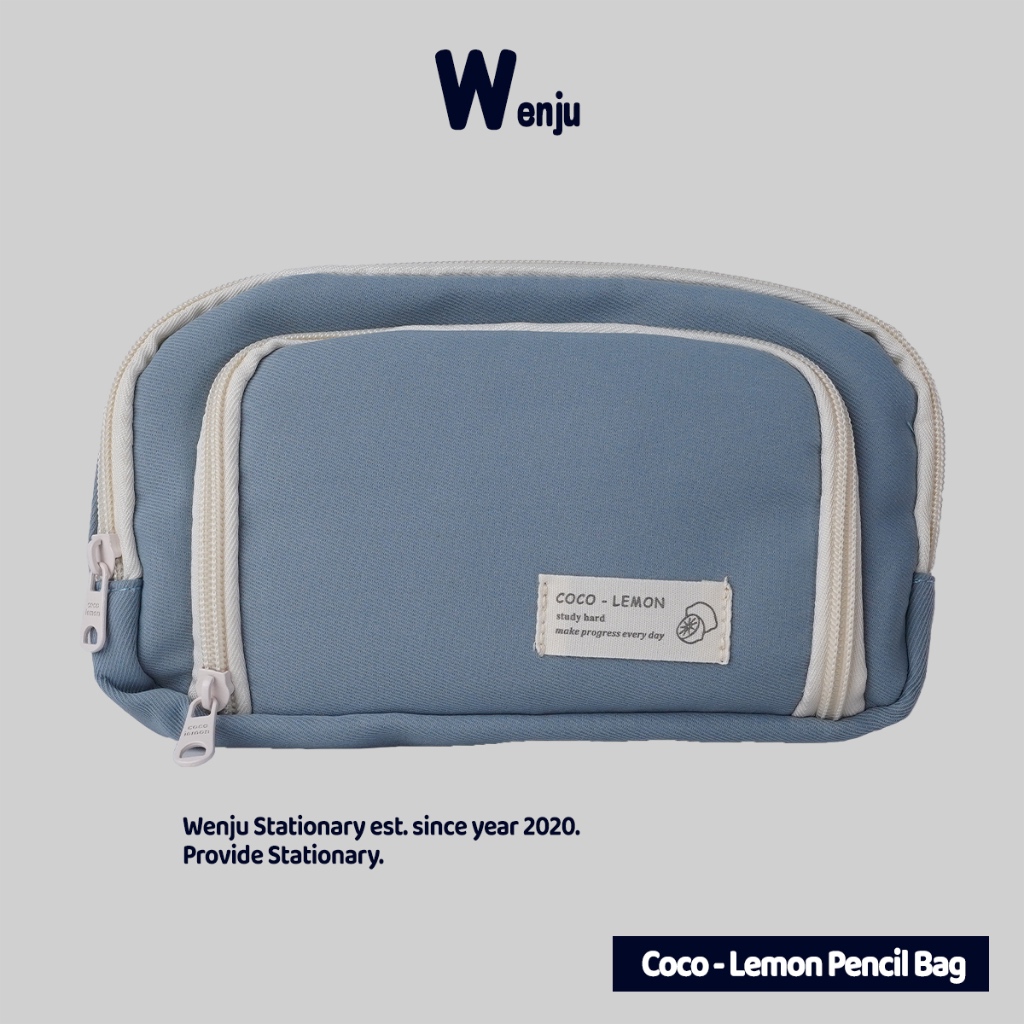 WENJU | Coco Lemon Pencil Bag (Blue) | Shopee Malaysia