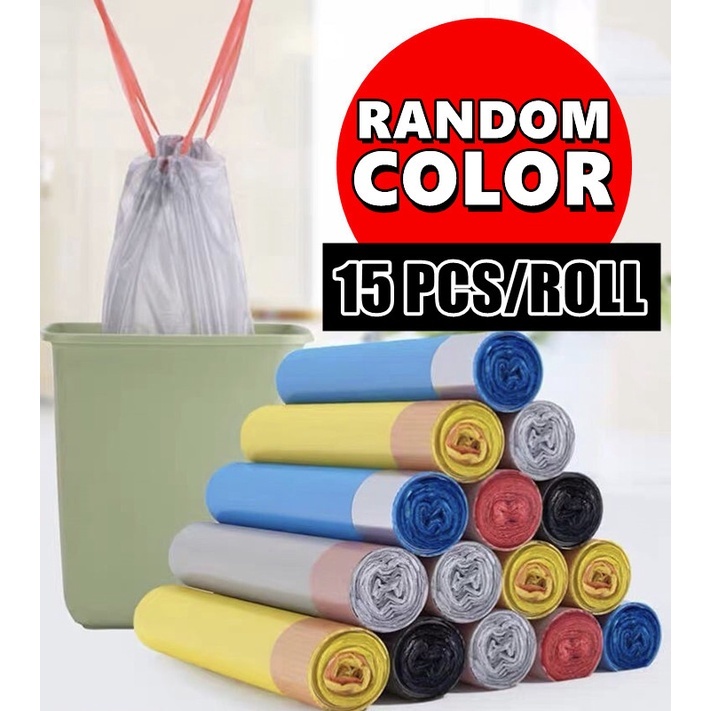𝗘𝗔𝗦𝗬 𝗧𝗜𝗘 𝗨𝗣 》45cm x 50cm Large Drawstring Garbage Bag Disposable Trash ...