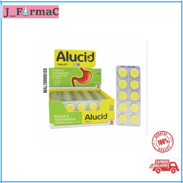 Alucid Tablets Ubat Kunyah Gas Angin Perut Kembung Sakit Gastrik 10 ...