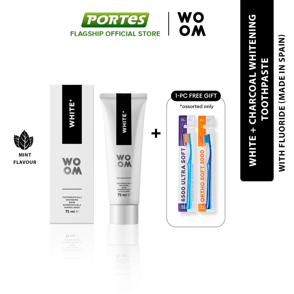 WOOM - WHITE+ Charcoal Whitening Toothpaste w/ Fluoride (Made in Spain ...