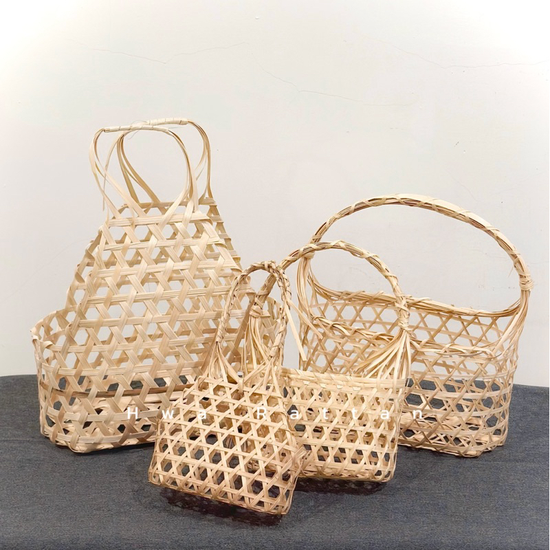 Bamboo hamper gift hantaran basket handbag handle bakul anyaman buluh ...
