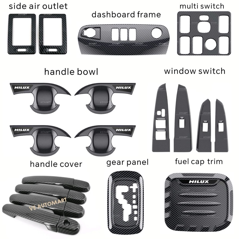 Vemart toyota hilux VIGO Carbon fiber car accessories interior exterior ...