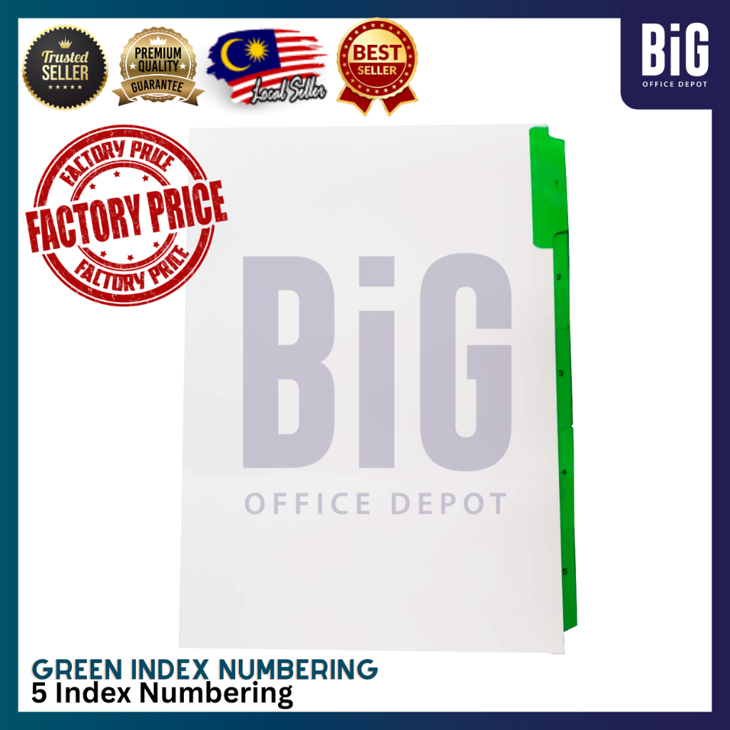 【READY STOCK】5 GREEN INDEX NUMBERING/1-5 GREEN NUMBERING INDEX/5 INDEX ...