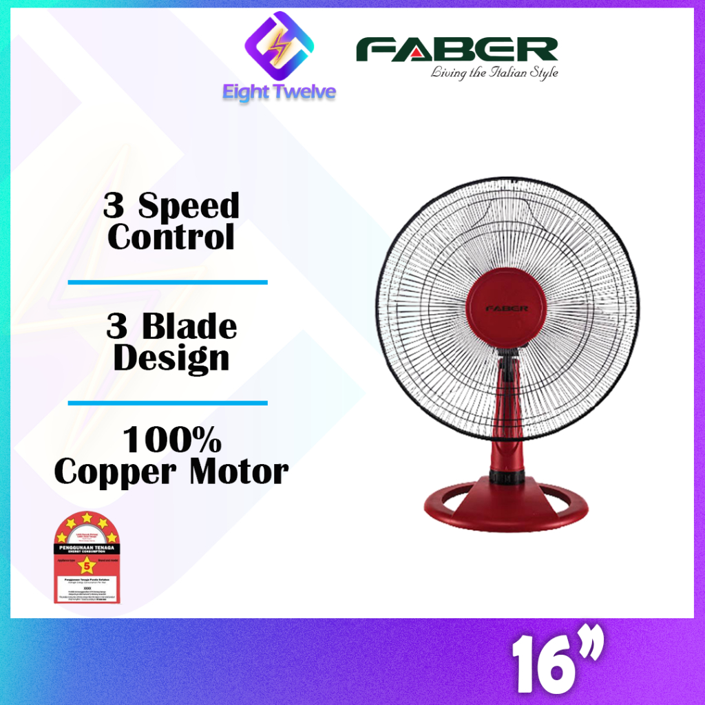 16" FABER Table Desk Fan REVO Series | REVO 9216RD | Shopee Malaysia