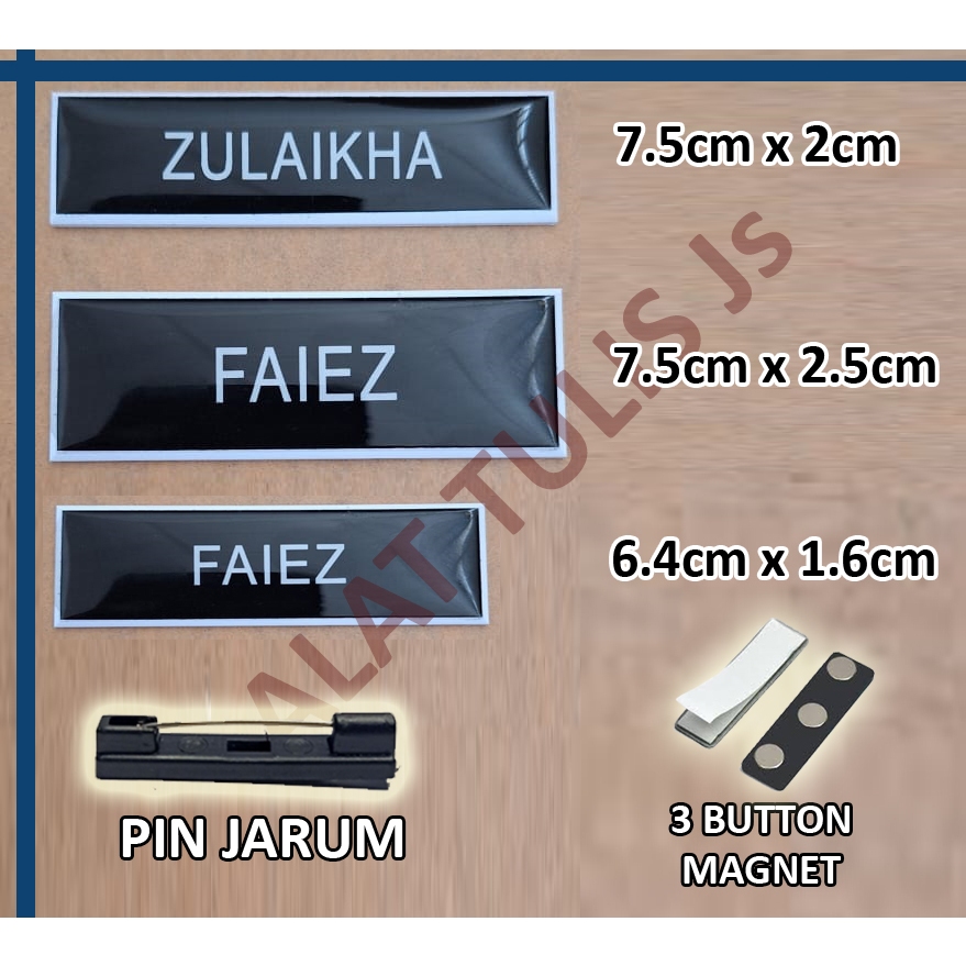 NAME TAG EPOXY MAGNET/PIN, GURU / TENTERA / POLIS / PELAJAR | Shopee ...