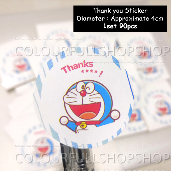 90pcs Doraemon Thank You Packaging Seal Sticker / Pelekat Terima Kasih ...