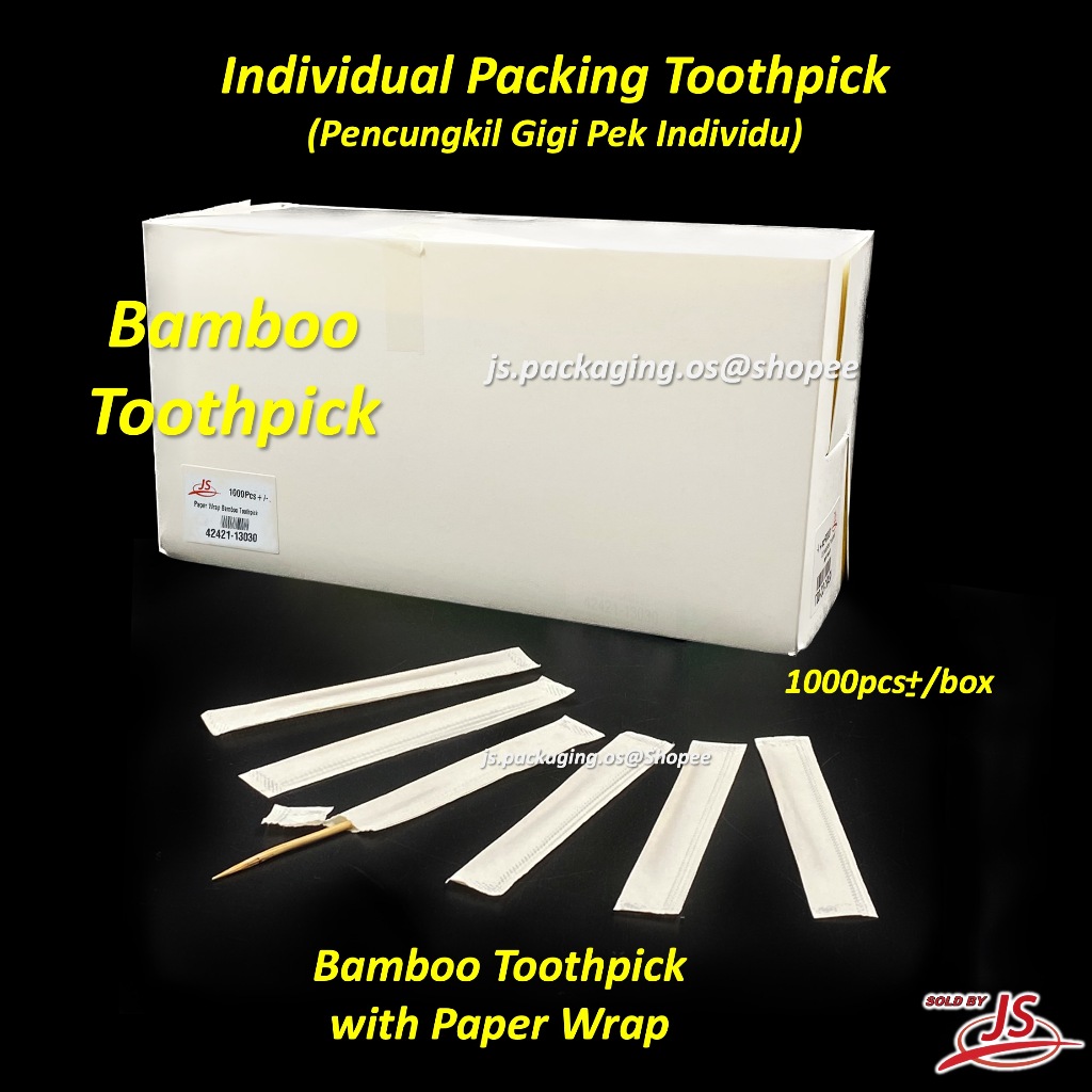 Pencungkil Gigi (6.5cmX1000Pcs) Toothpick (1Pcs/Pkt) With Individual ...
