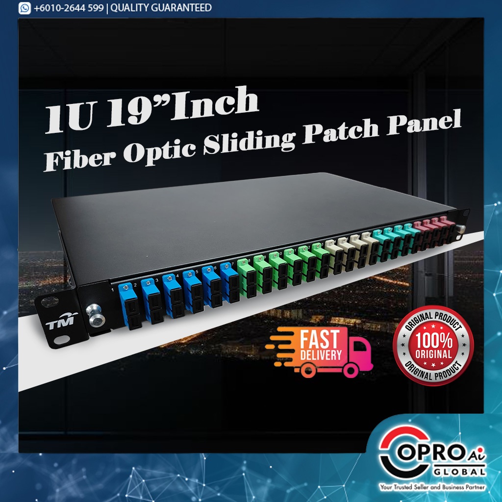[TM] 1U 19'Inch Fiber Optic Sliding Patch Panel [Duplex] 24Port | Shopee Malaysia