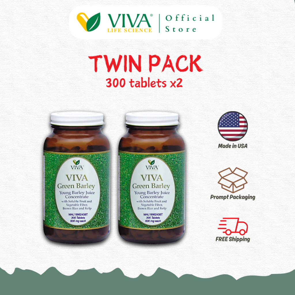 TWIN PACK - Viva Green Barley Tablets (600mg x 300 tablets x2) [Exp ...