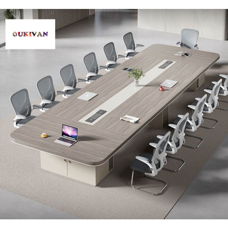 Meeting Table Meja Mesyuarat Khaki Pejabat Panjang Thickened Table Top ...