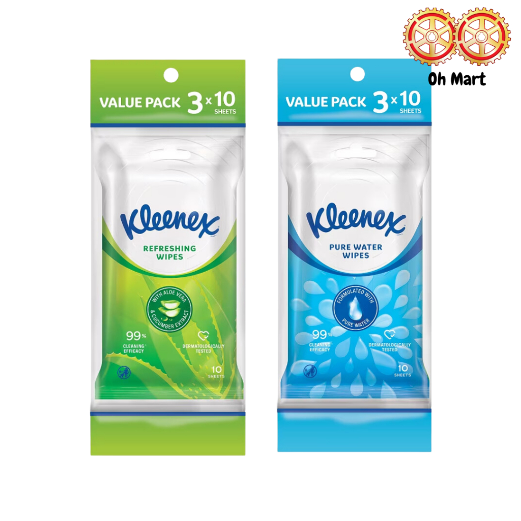 Kleenex Wipes Tissue Pure Water / Refreshing -10s X 3packs | Shopee ...