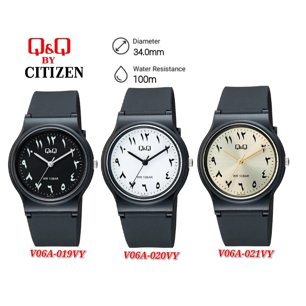 Q&Q Watch by Citizen V06A Series Men Analog Watch with Black Rubber Strap | Shopee Malaysia