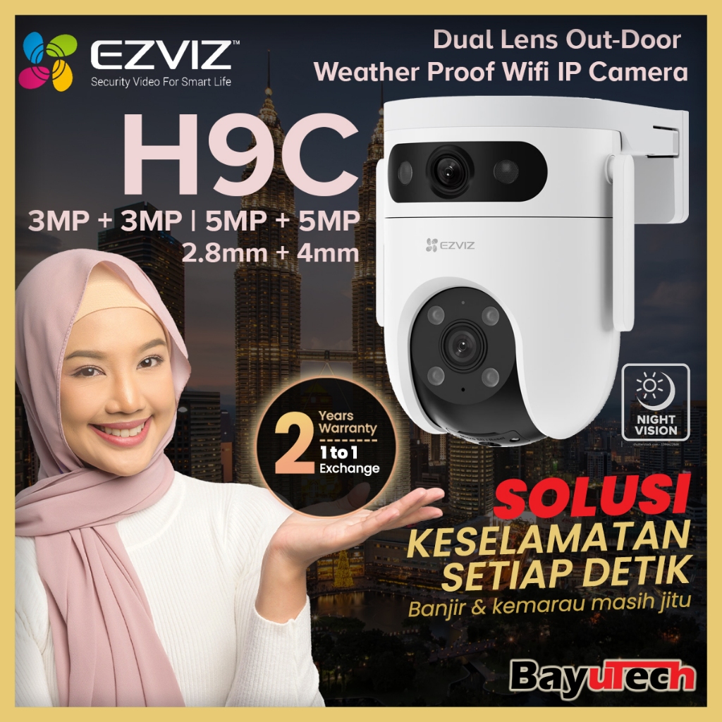 EZVIZ H9c 2K Dual-Lens Pan & Tilt Wi-Fi Camera Outdoor Waterproof ...