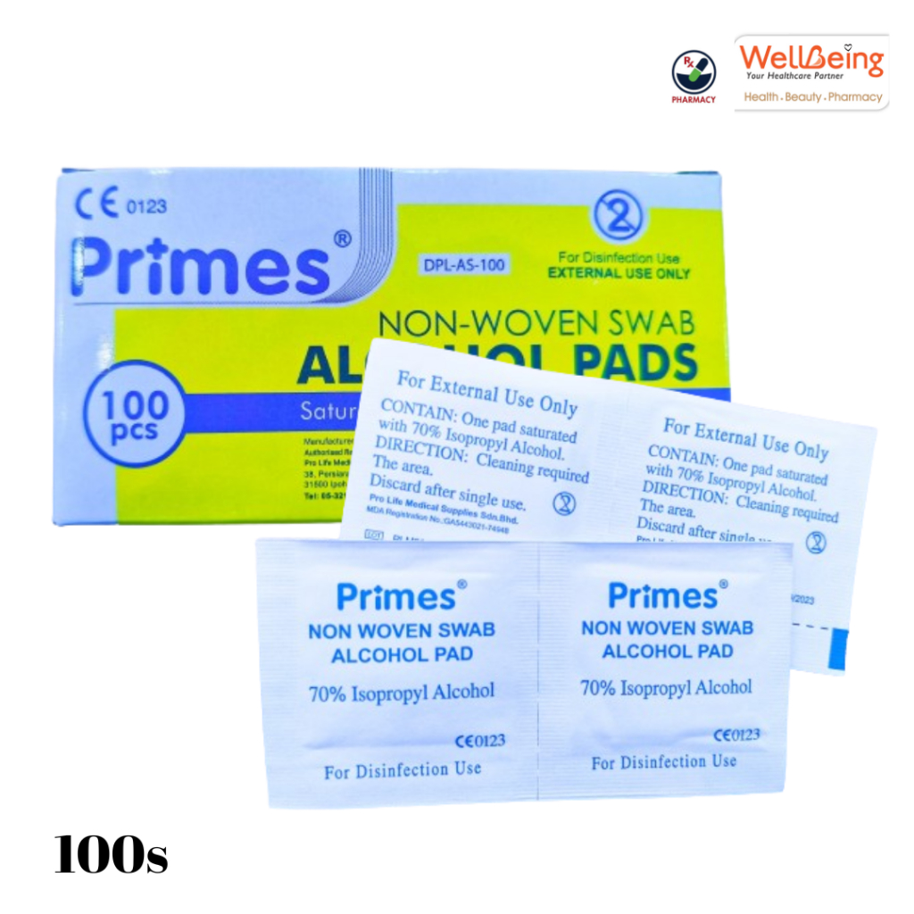 Primes Alcohol Pads Non-Woven Swabs (70% Isopropyl Alcohol) 100pcs/box [READY STOCK FAST ...