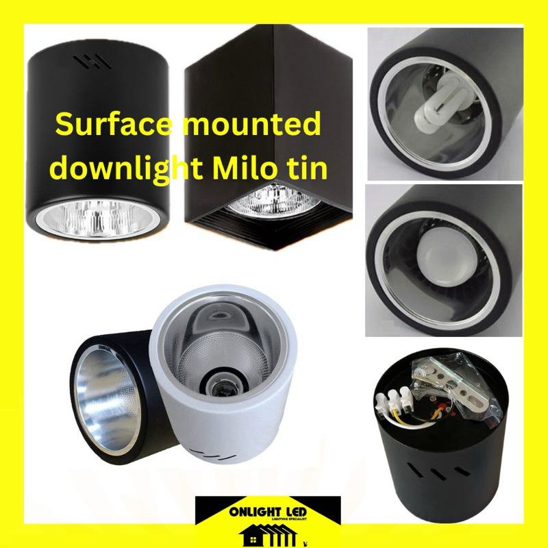Surface Mounted Tin Down light Casing 4 / 6 / 8 Inches E27 surface mounted downlight Milo Tin ...