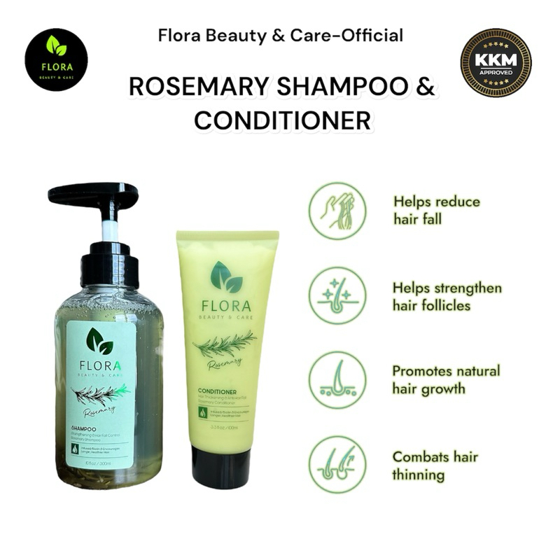Flora Rosemary Shampoo and Conditioner for Hair Growth and Hair fall ...
